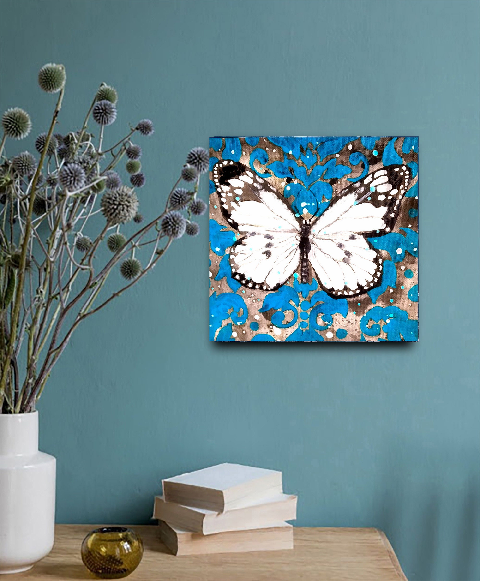 Butterfly Preppy Painting Insects Original Art Oil Canvas - Etsy