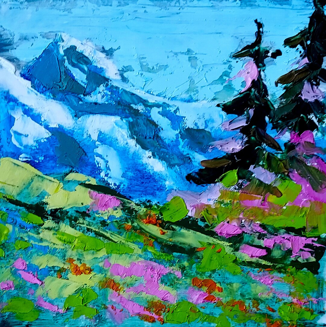 Montana Landscape Painting Mountains Original Art Oil Impasto Palette ...