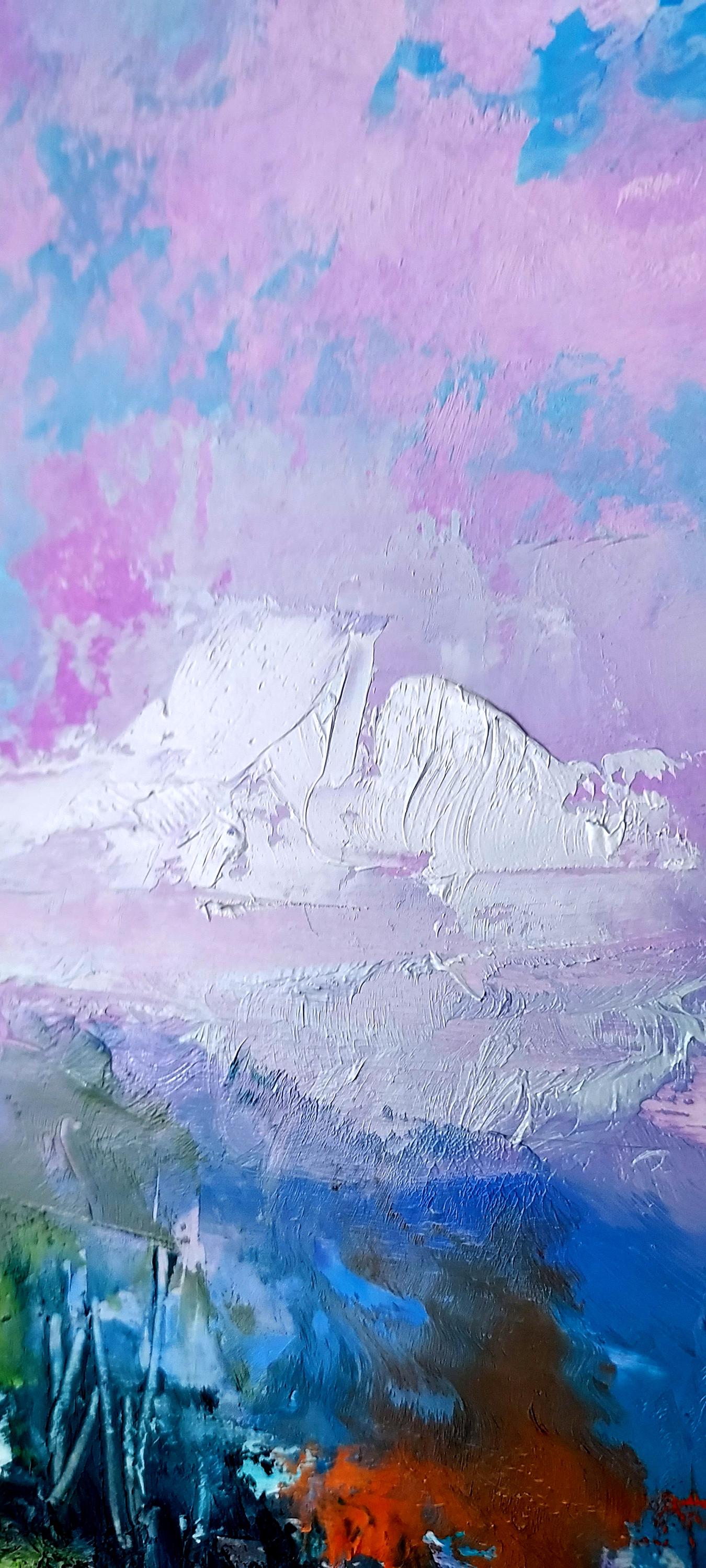 Mountains Preppy Painting Nature Original Oil Art Impasto Palette Knife ...