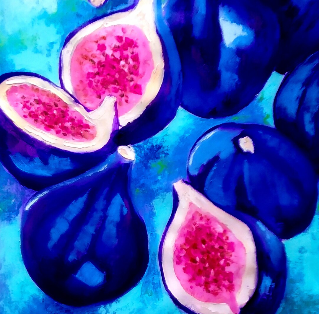 Purple Figs Preppy Painting Preppy Fruit Original Art Oil Impasto ...