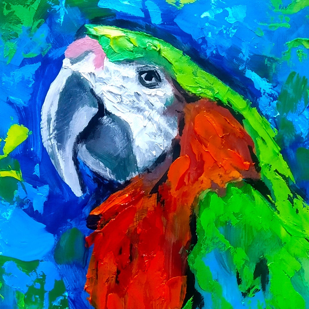 Parrot Painting Bird Portrait Original Art Impasto Palette Knife ...