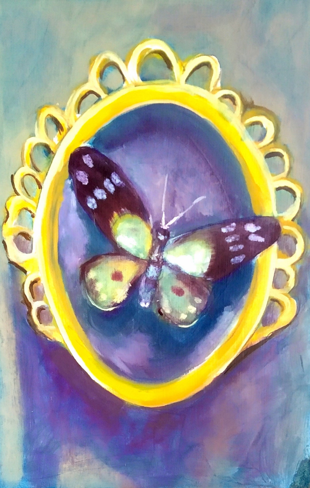Butterfly Portrait Preppy Painting Insect Original Art Oil Impasto ...