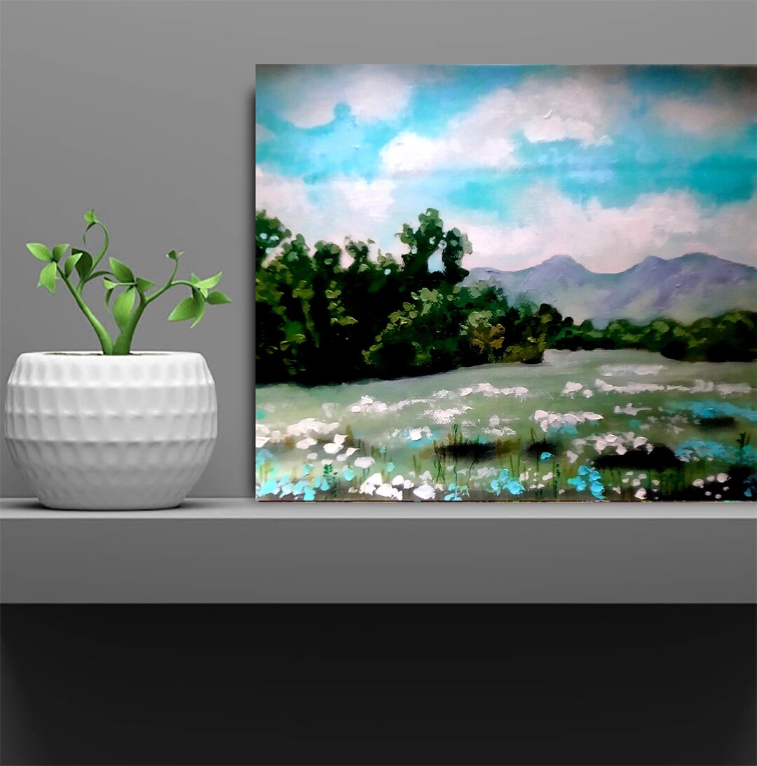 Montana Landscape Preppy Painting Field Hand Painted Original Art Oil ...