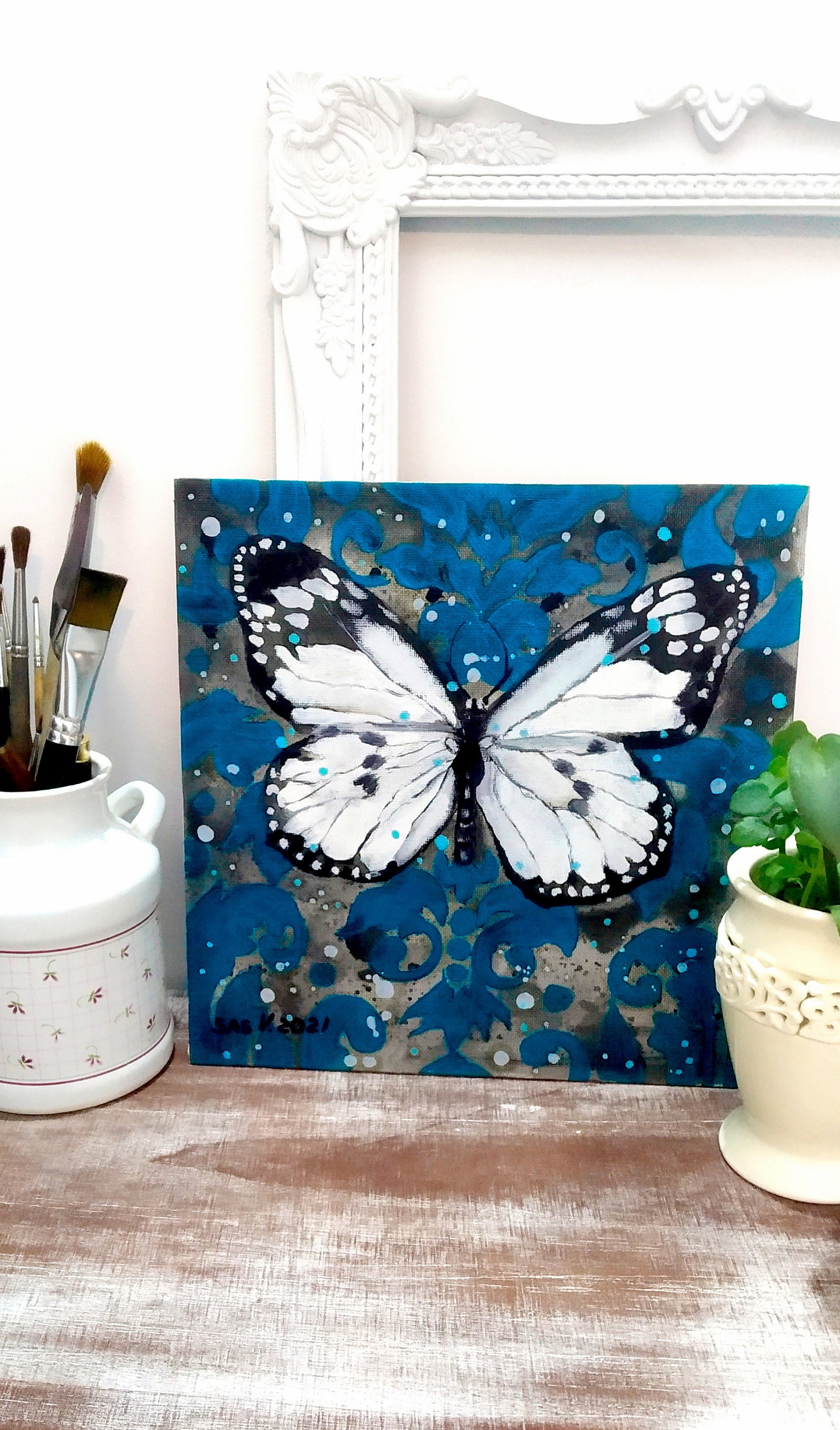 Butterfly Preppy Painting Insects Original Art Oil Canvas - Etsy