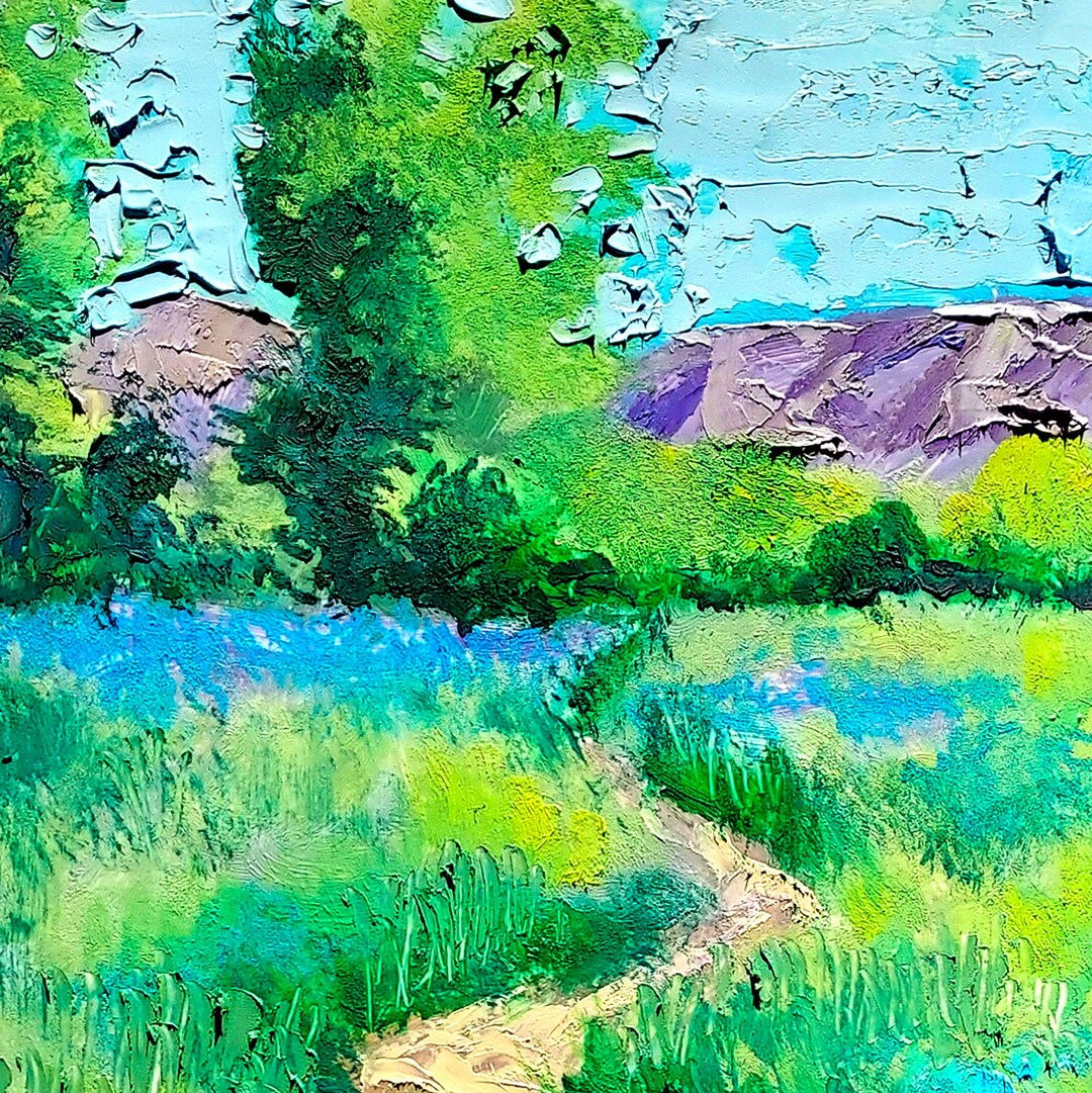 Scenic American Landscape Painting Mountain Preppy Original Art Oil ...