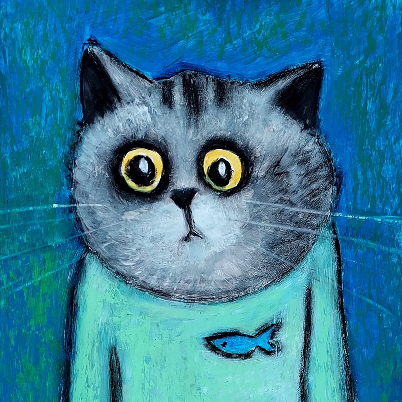 Hand Painted Cat - Etsy