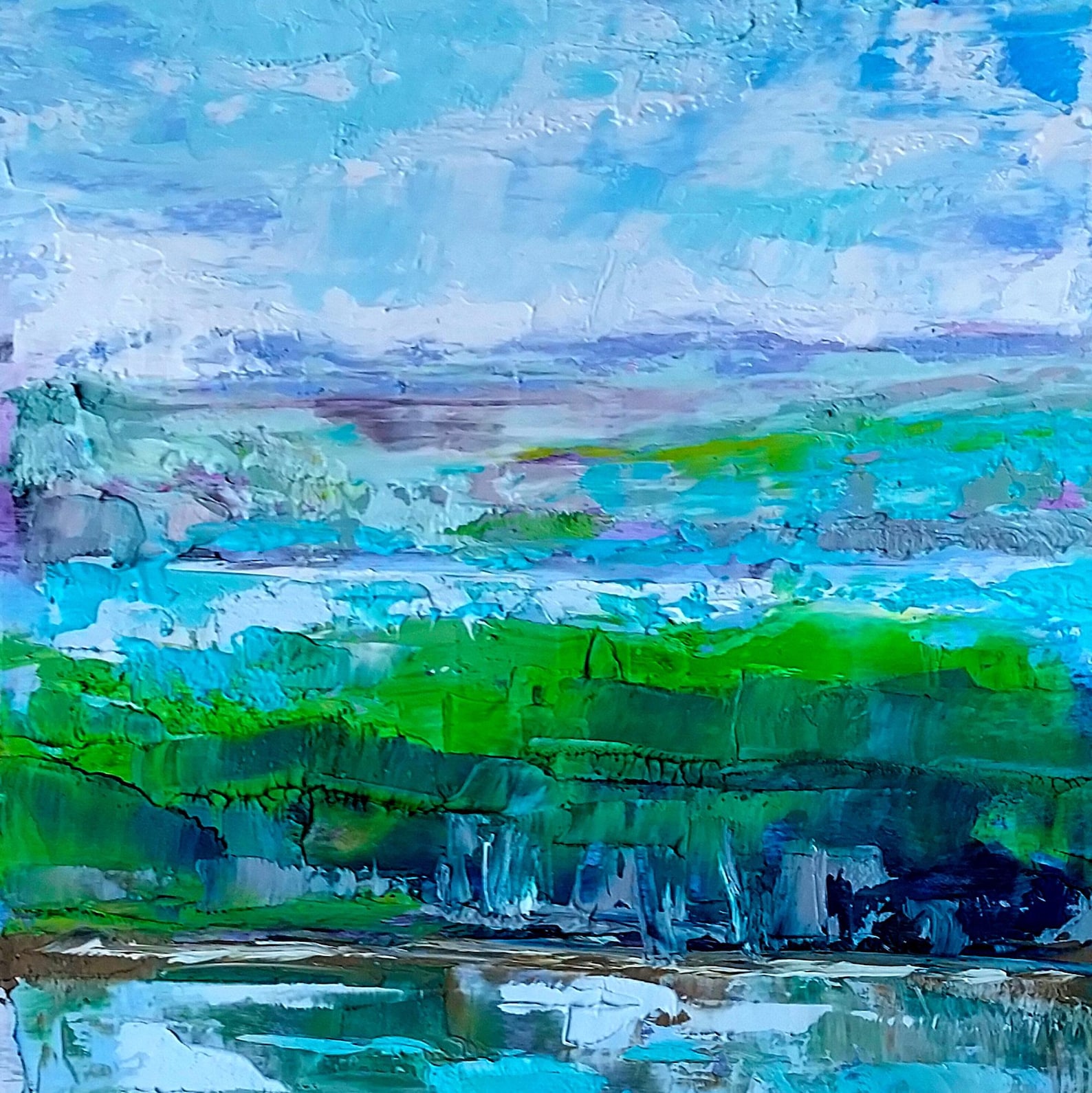 Mountain Painting Nature Original Oil Art Impasto Palette Knife ...