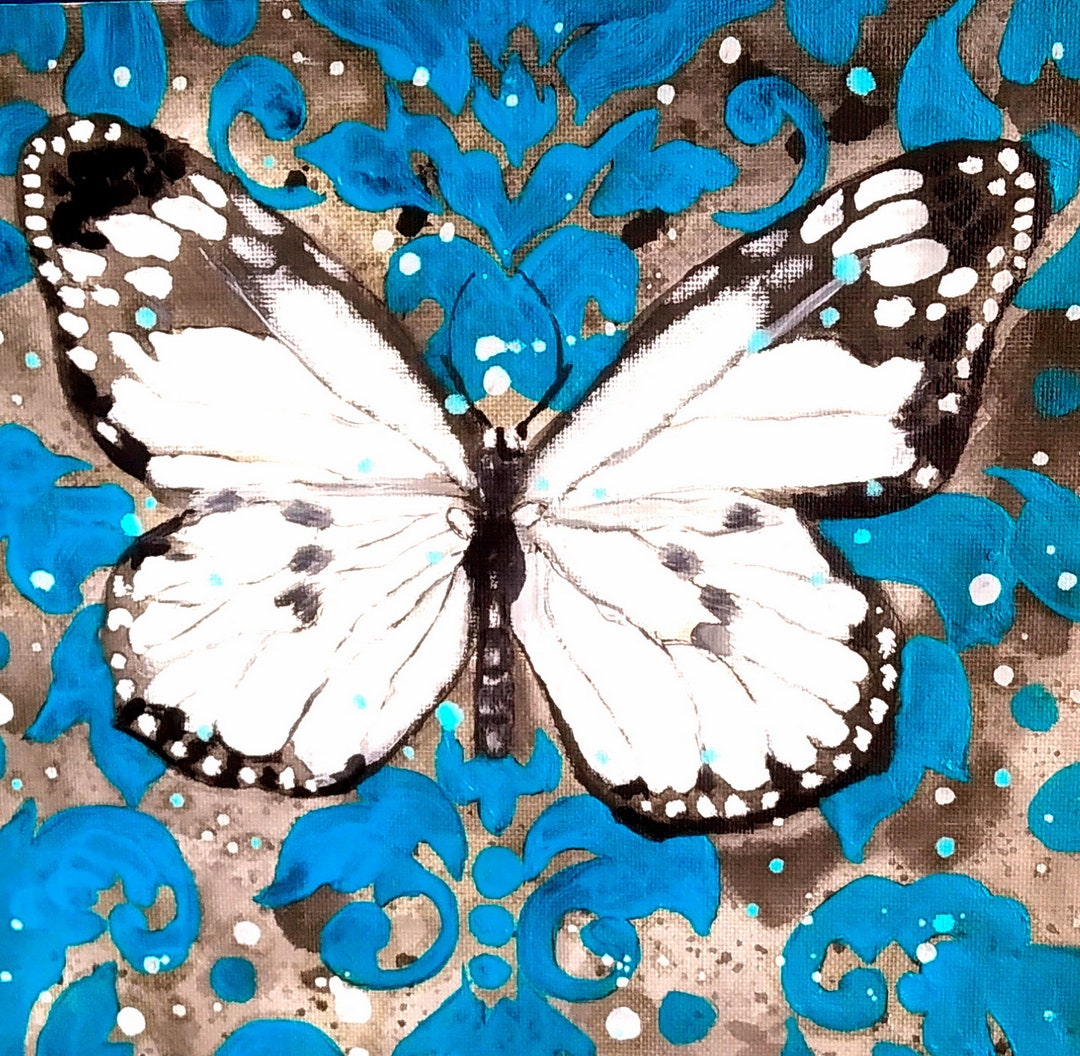 Butterfly Preppy Painting Insects Original Art Oil Canvas - Etsy