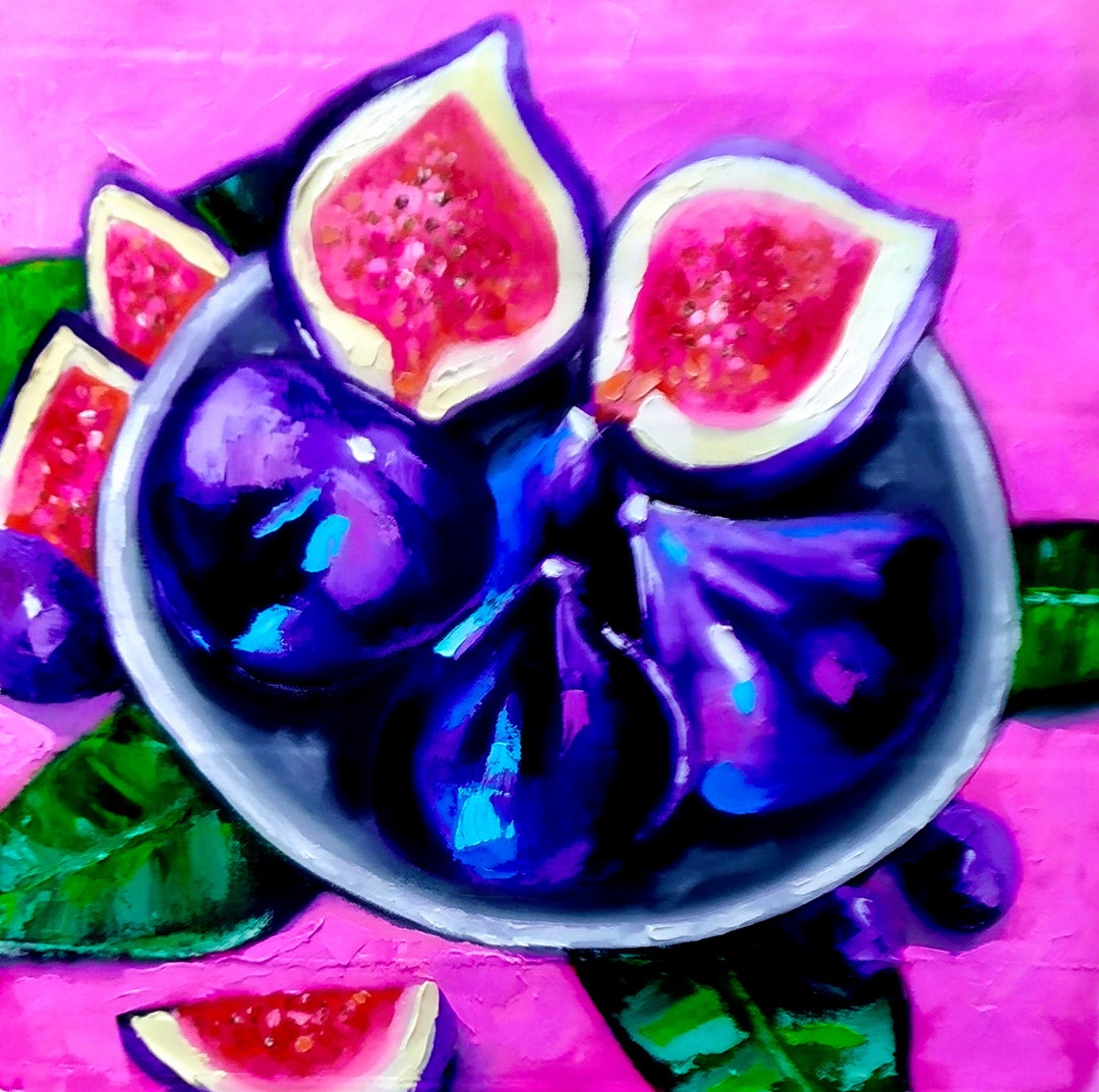 Figs Preppy Painting Fruit Original Art Oil Impasto Palette Knife ...