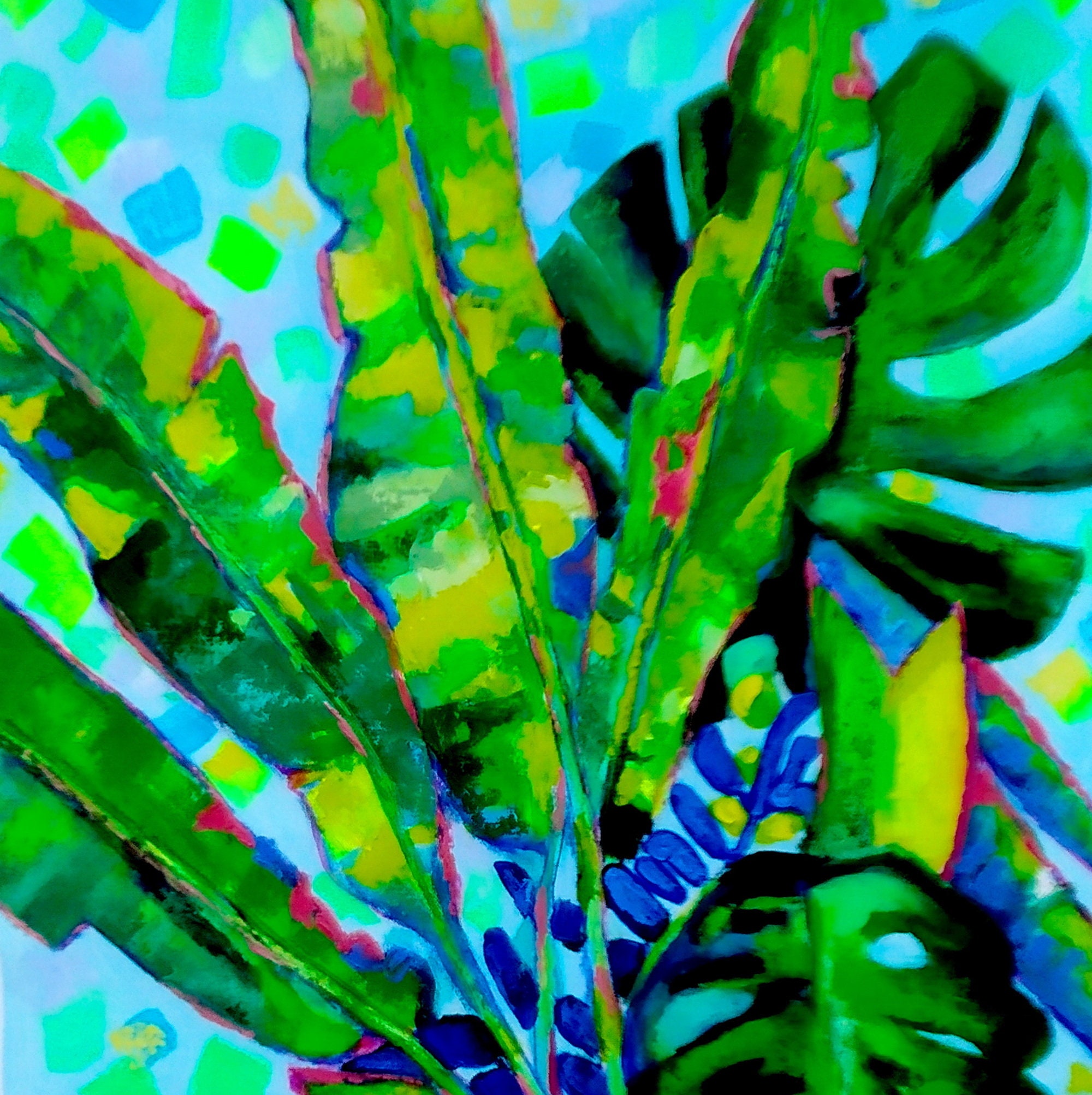 Monstera Painting Jungle Original Art Oil Canvas Large - Etsy