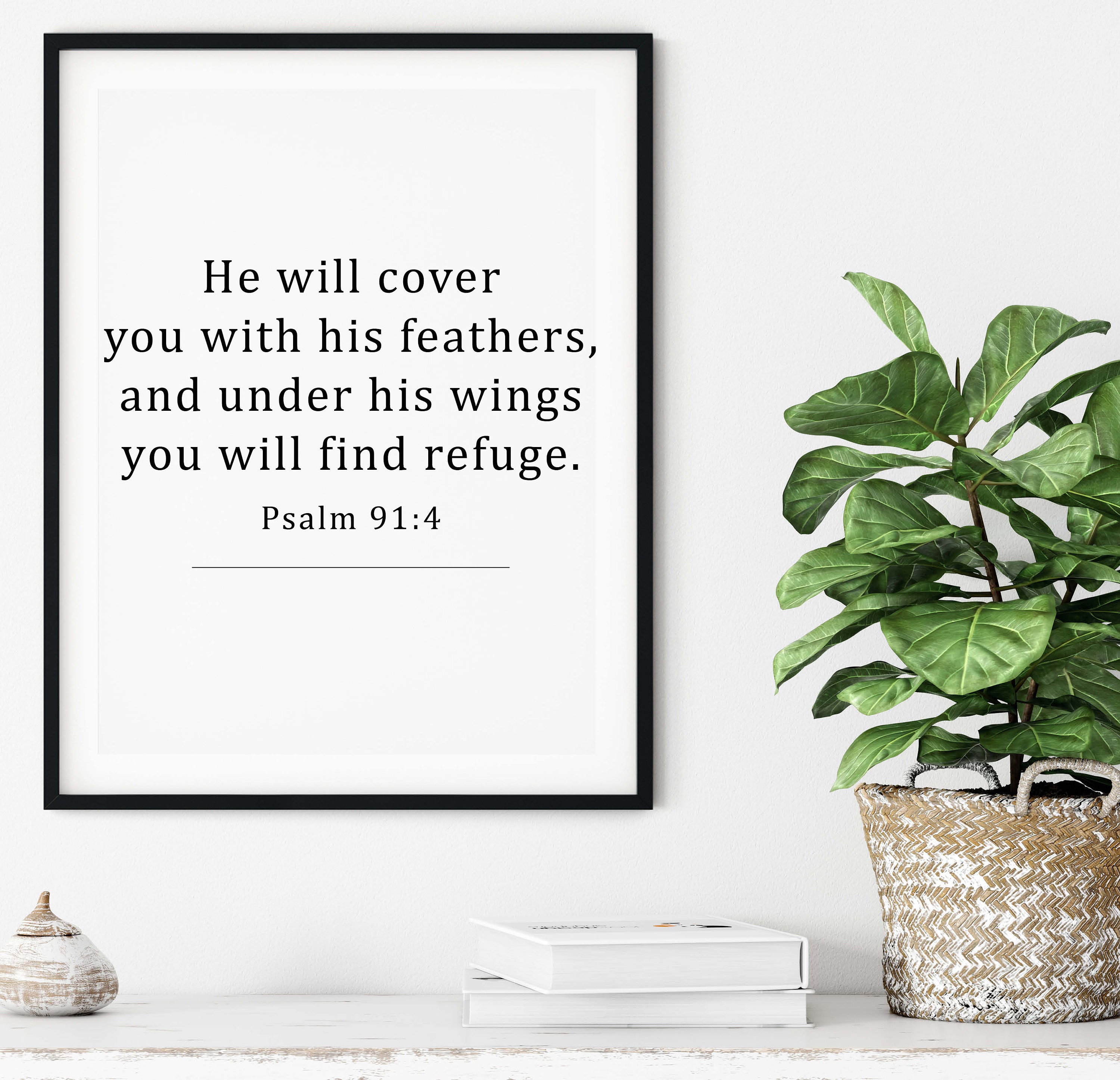 Framed Bible Verse Wall Art He Will Cover You With His - Etsy UK