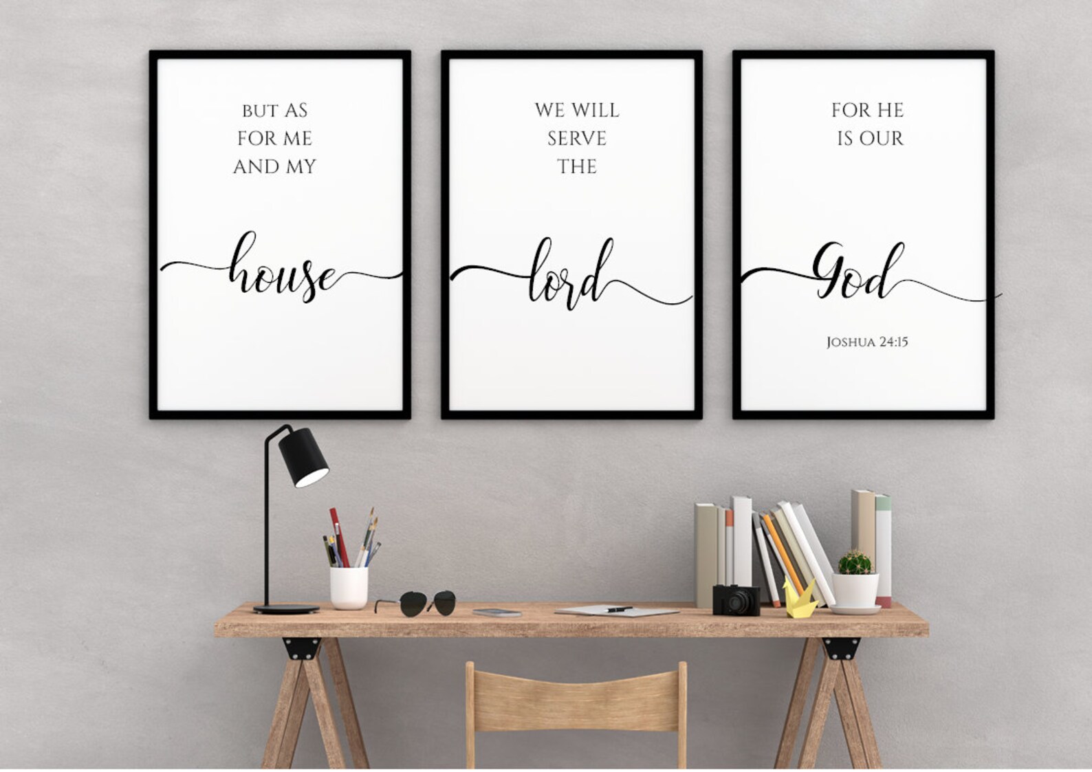 Framed Christian Print, as for Me and My House We Shall Serve the Lord ...