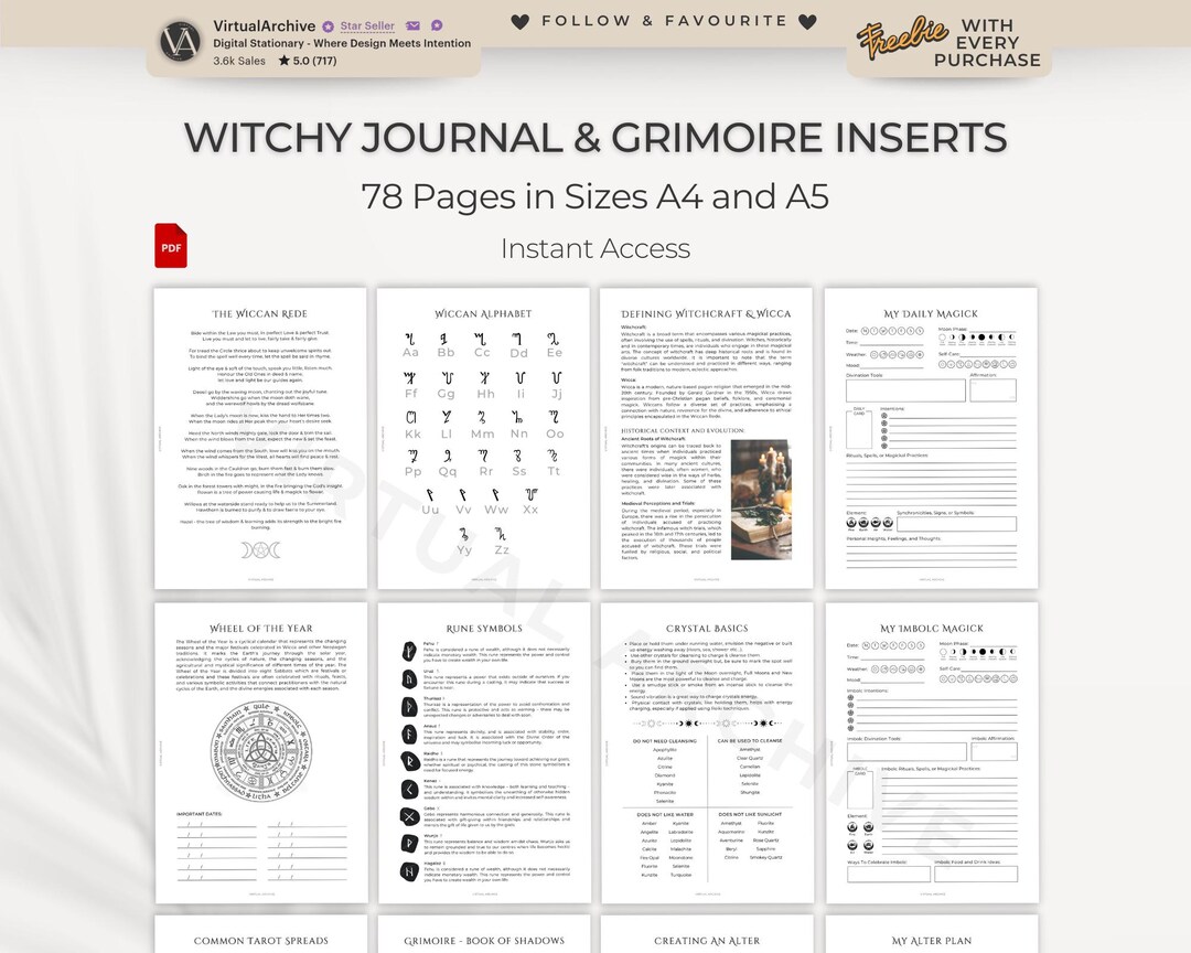 Wiccan/witchy Journal & Workbook | Grimoire Inserts | Shadow Work ...