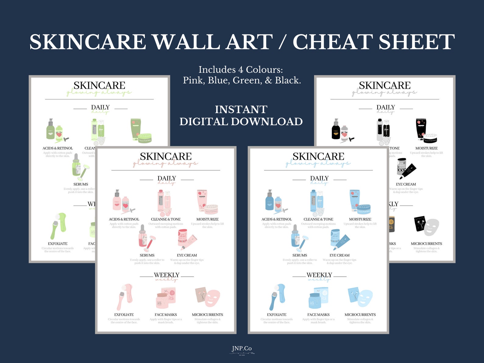 Skincare Cheat Sheet Beauty Skin Routine Lifestyle | Etsy