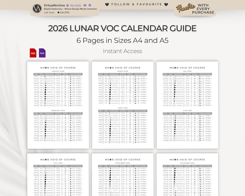 2026 Lunar Void of Course Calendar: Astrology Cheat Sheet, Journal ...