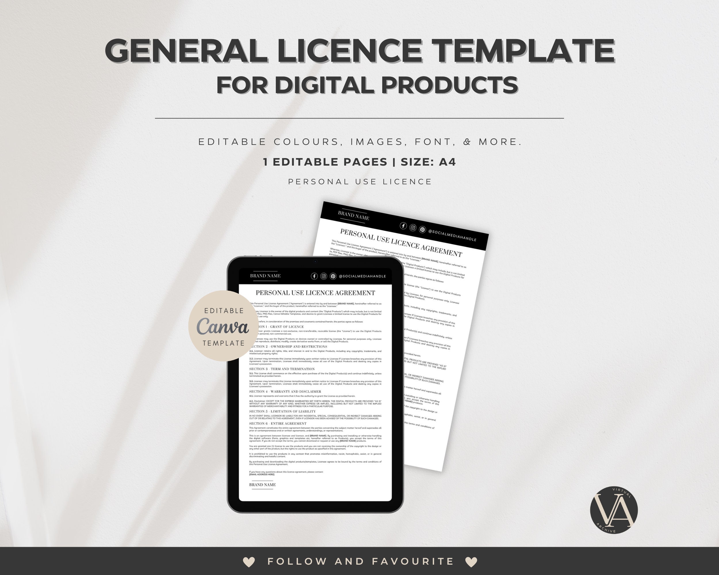 General License Template for Digital Products Personal Use PLR MRR Etsy ...