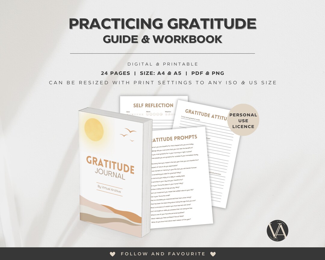 Gratitude Journal Daily Weekly Monthly Prompts Self-help Wellness ...