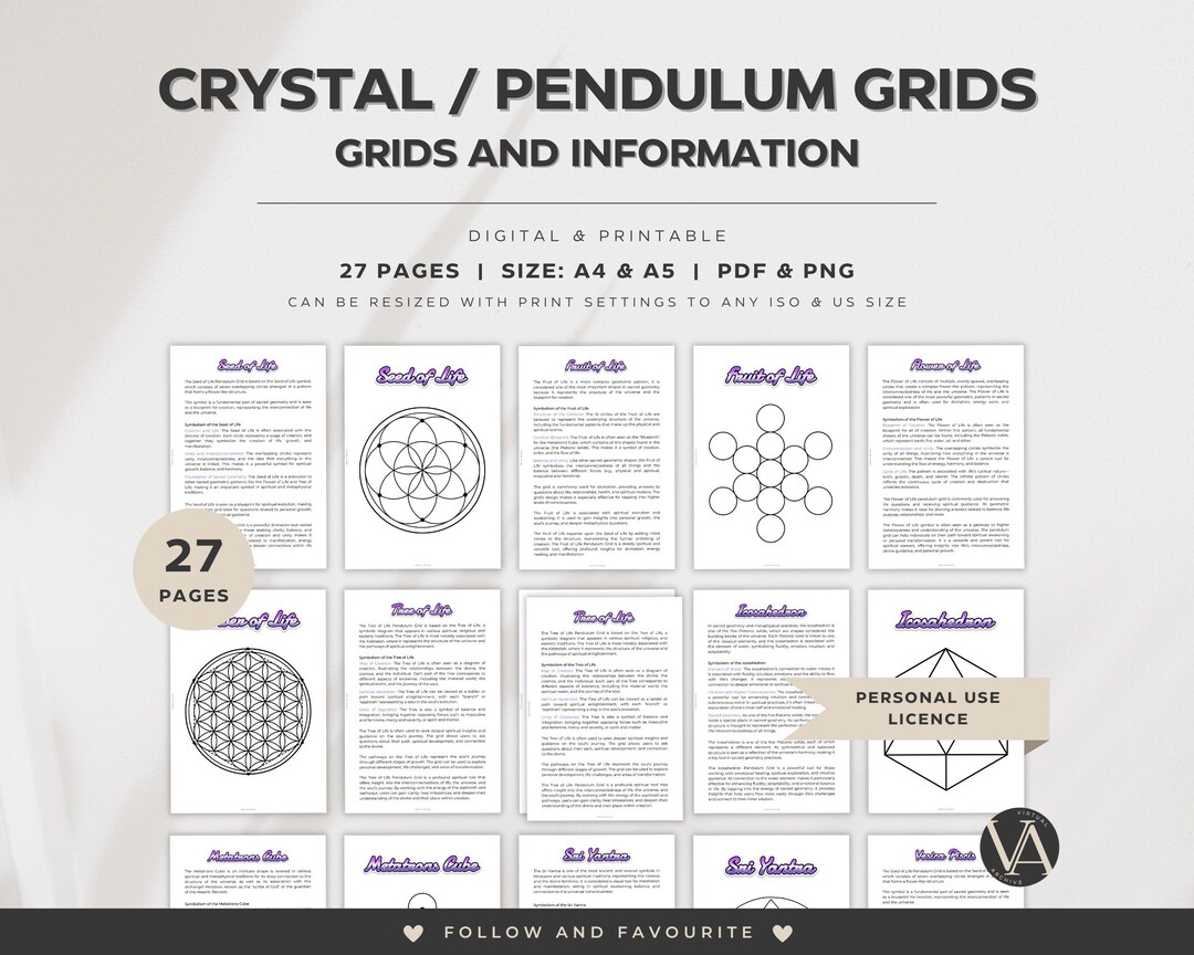 Crystal/pendulum Grids & Information Divination Tools Gemstones ...