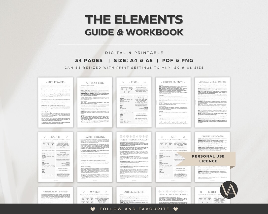 The Elements Guide & Workbook | Fire, Earth, Water, Air | Journal ...