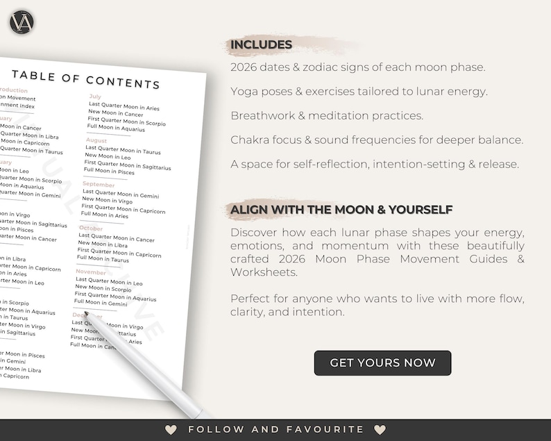 2026 Somatic Moon Phase Planner: Body Awareness, Energy Work, Movement ...