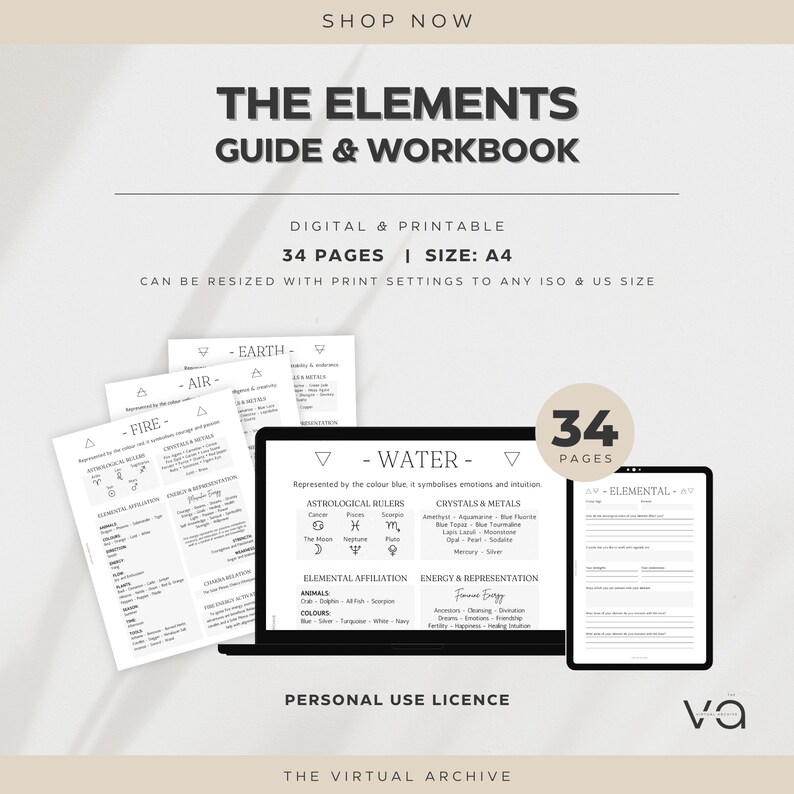 The Elements Guide & Workbook Fire, Earth, Water, Air Journal Inserts ...
