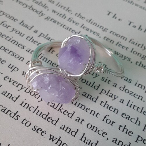Raw Amethyst Ring Raw Crystal Ring Wire Ring Gemstone | Etsy