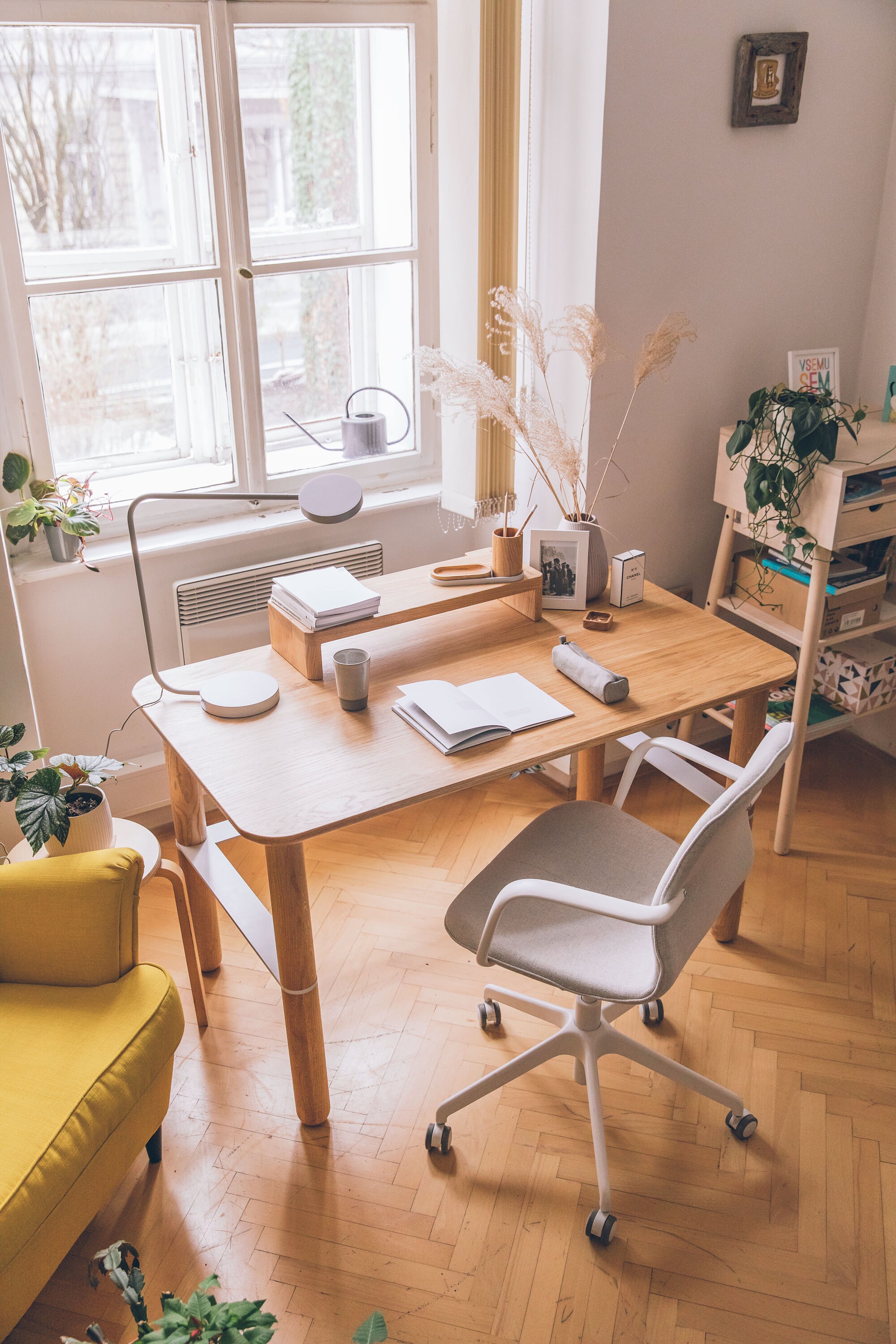 Wood Office Desk, Oak Wood Desk, Minimalist Office Desk, Wooden Desk ...