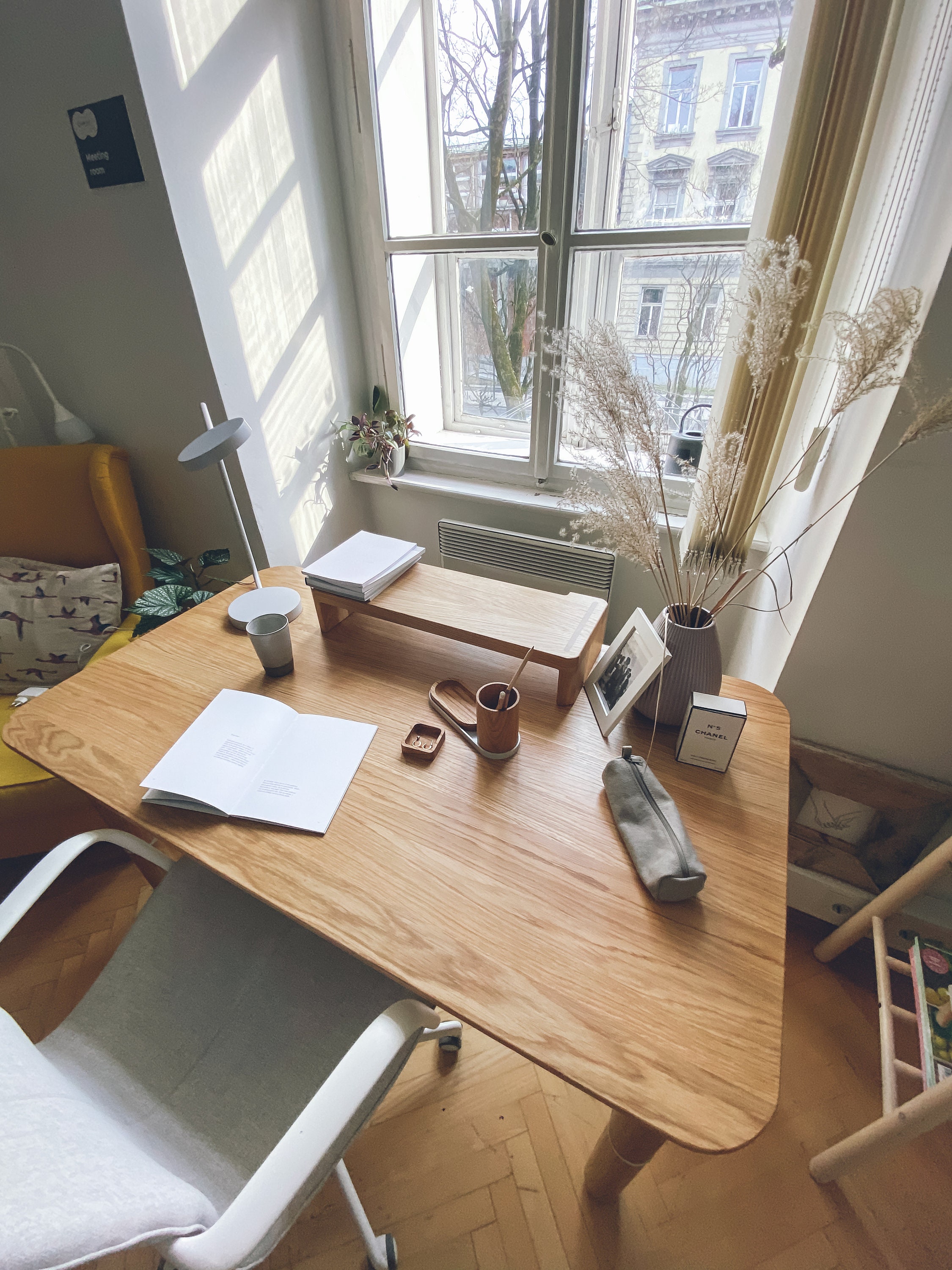 Oak Wood Monitor Stand Computer Stand Desk Storage | Etsy