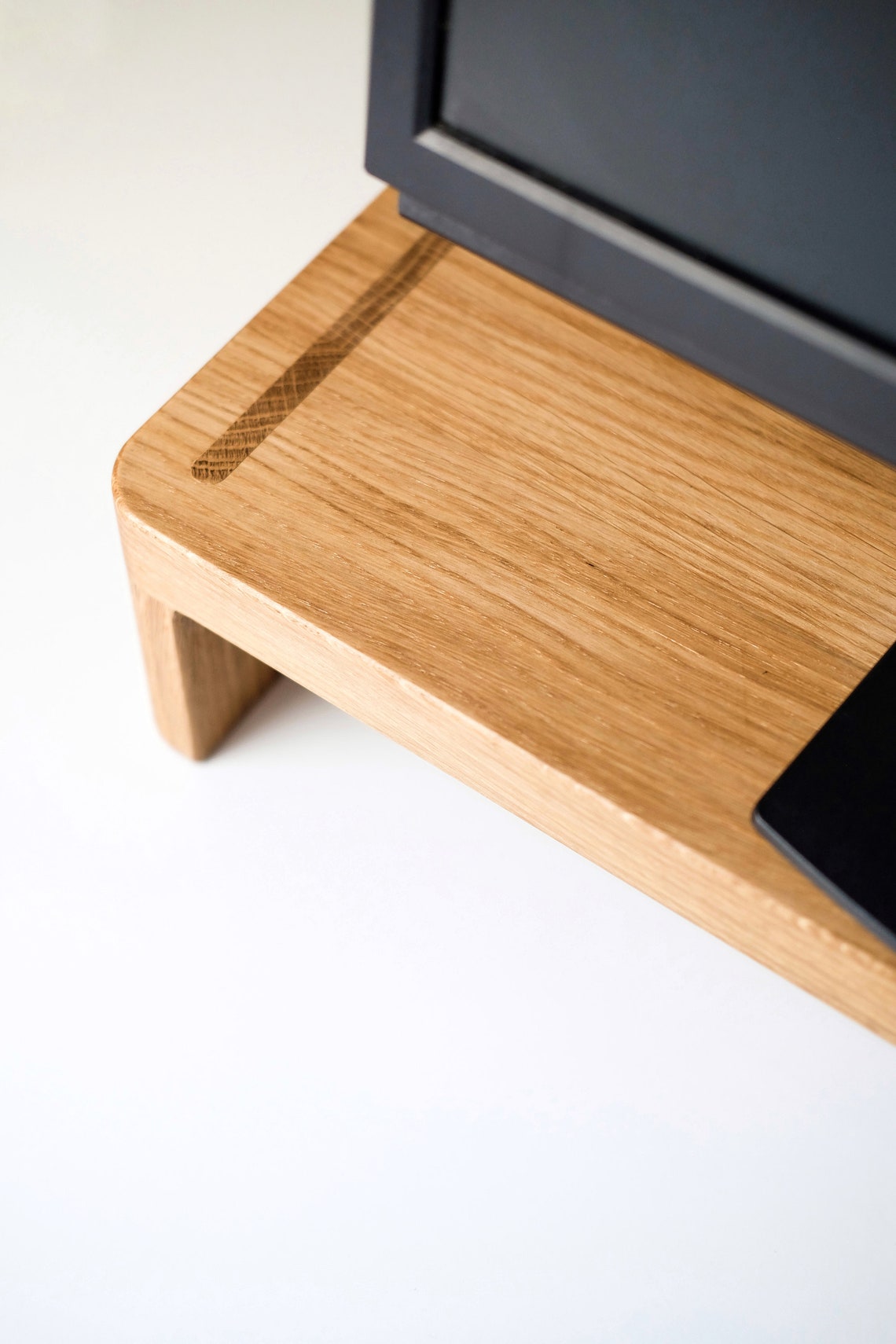 Oak Wood Monitor Stand Computer Stand Desk Storage | Etsy