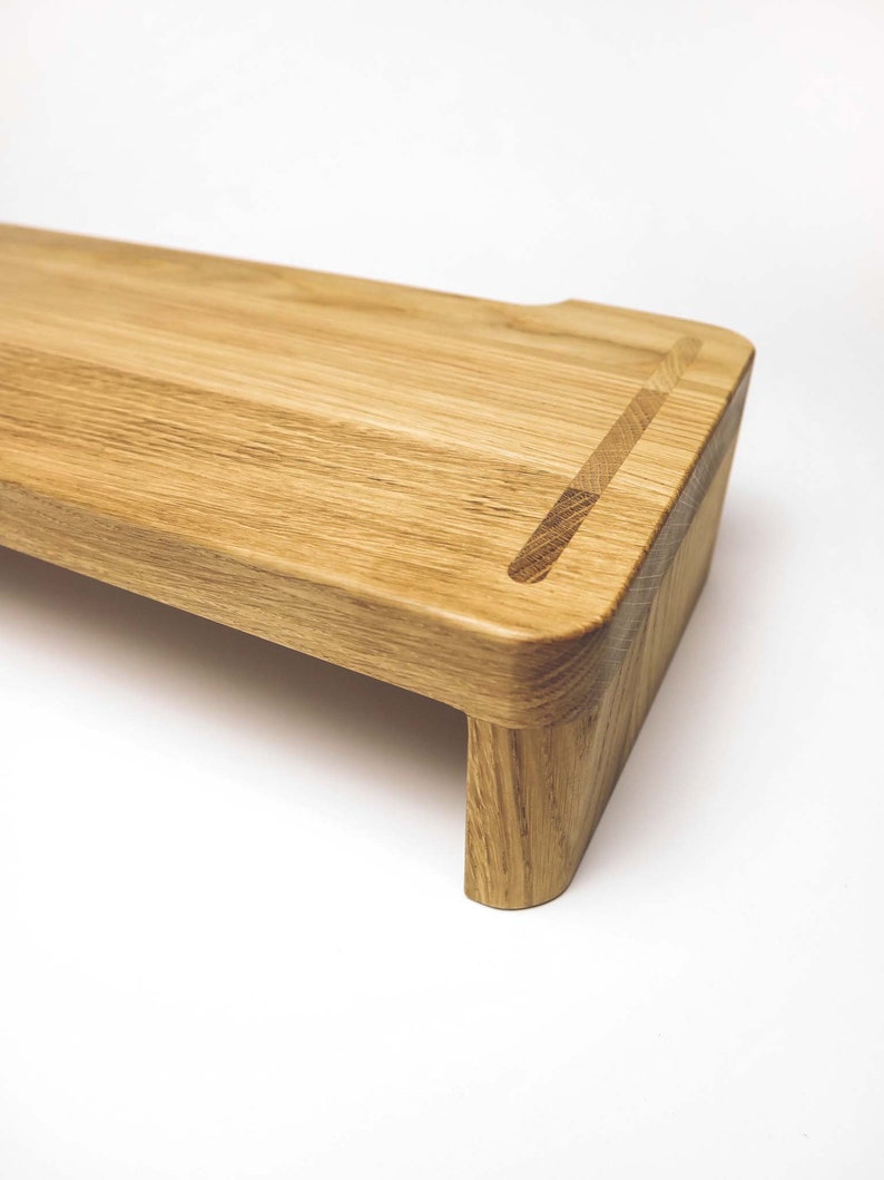 Oak Wood Monitor Stand Computer Stand Desk Storage | Etsy