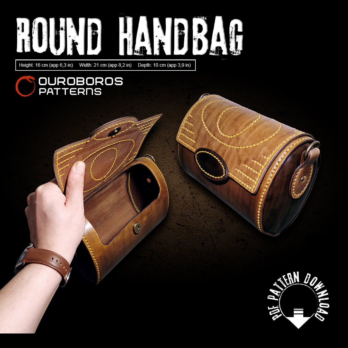 Round Handbag DIY Leather Pattern PDF | Etsy