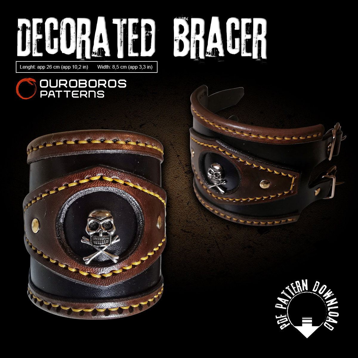 Bracer Decorated DIY Leather Pattern PDF | Etsy