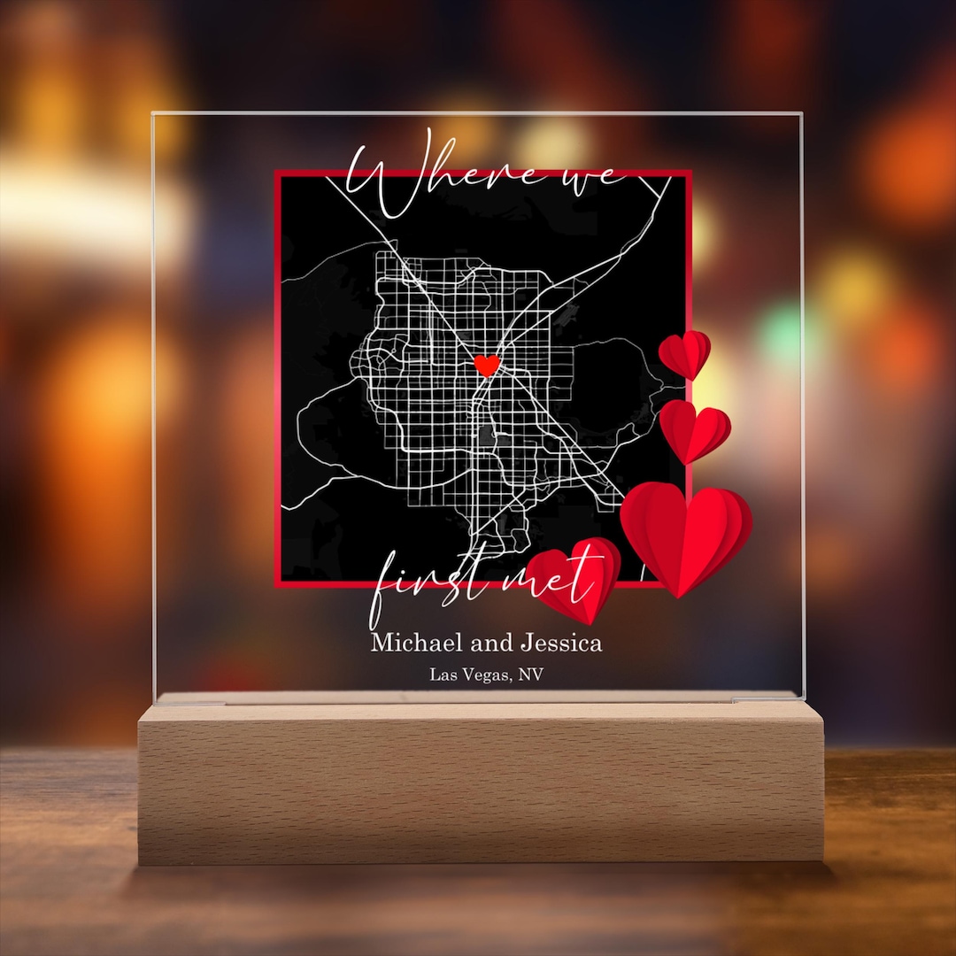 Romantic Customized Map Light up Acrylic Display Valentines Day Gift ...