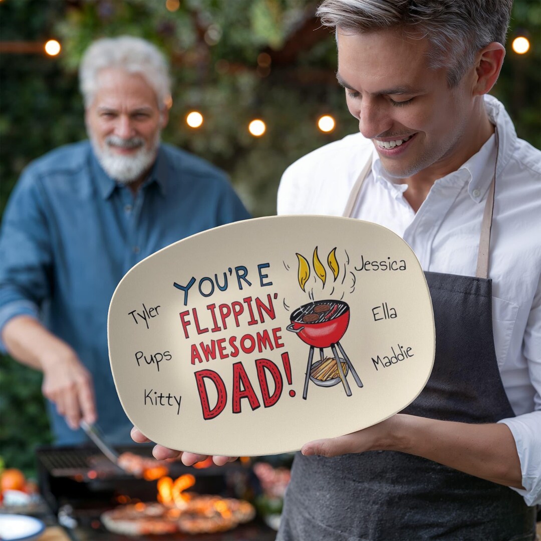 Personalized Platter for Dad – Custom Grill Gift for Dad – BBQ Serving ...