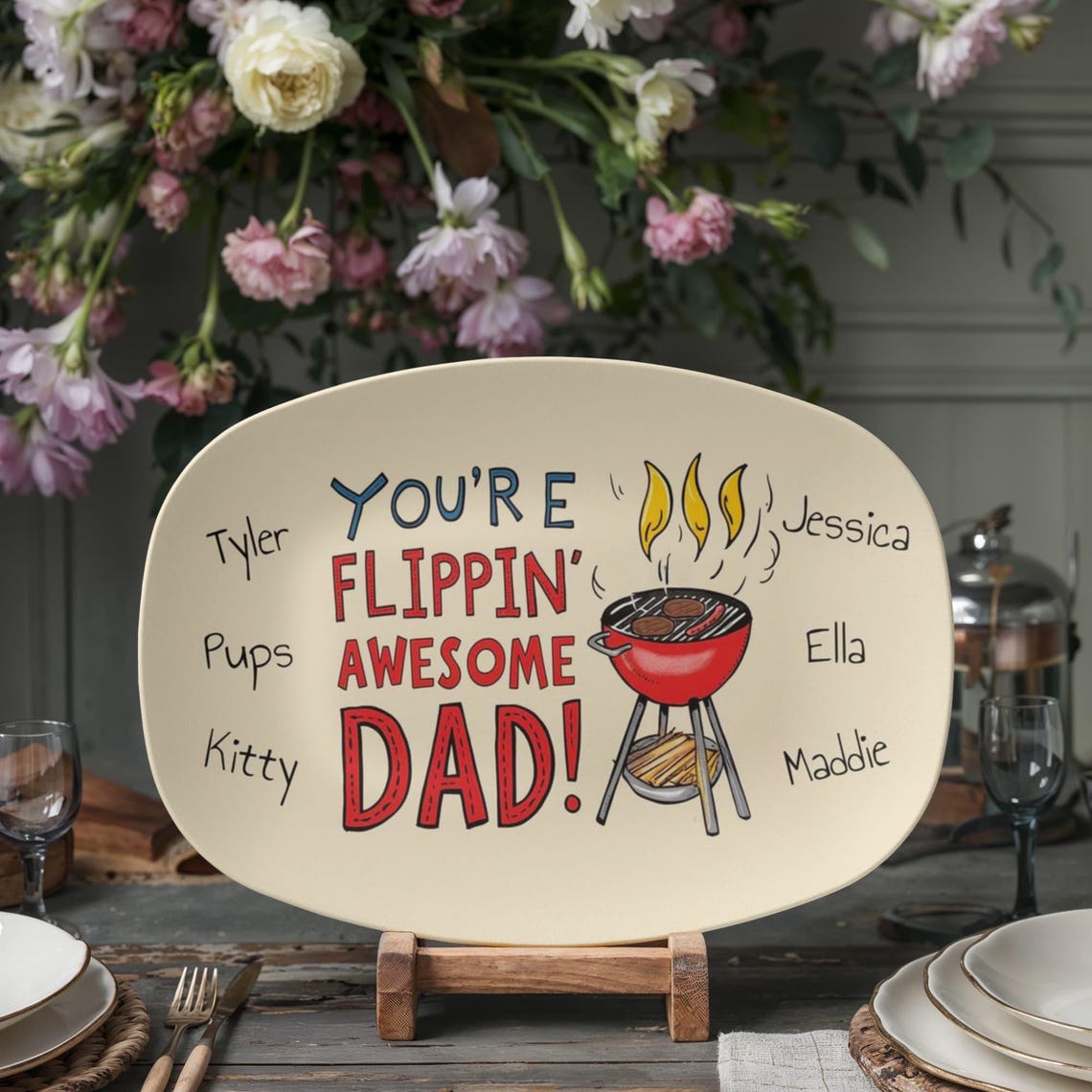 Personalized Platter for Dad – Custom Grill Gift for Dad – BBQ Serving ...
