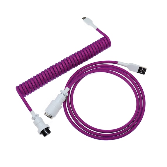 Purple Custom Coiled Keyboard USB Cable Neon Purple Coiled - Etsy