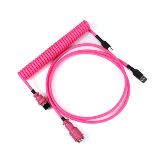 Pink Custom Coiled Keyboard USB Cable Neon Pink Coiled Cable - Etsy