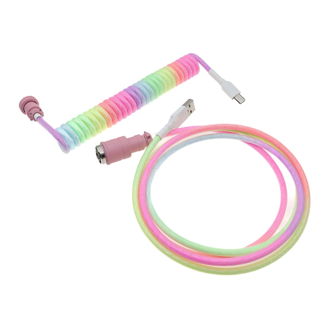 Rainbow USB Cable Custom Coiled Keyboard Usb Cable Coiled Mechanical ...
