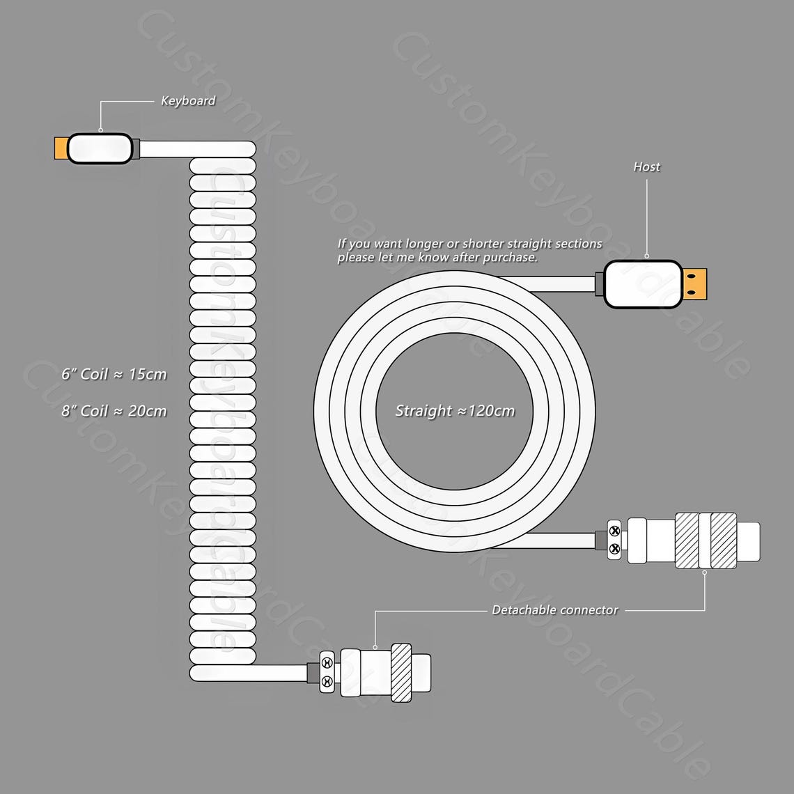 Custom Coiled Keyboard Usb Cable White Coil Cable - Etsy