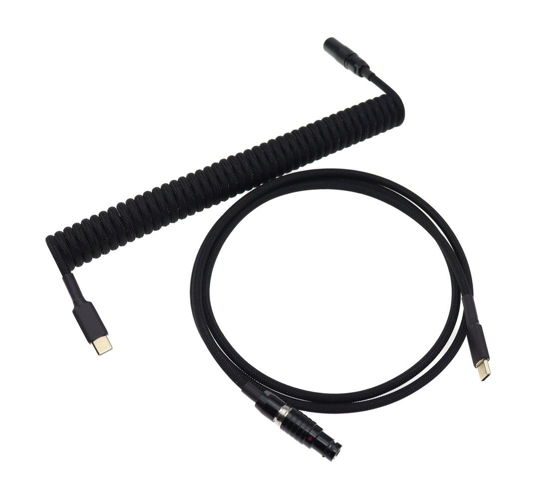 Coiled Keyboard Usb Cable Black Lemo Cable Etsy