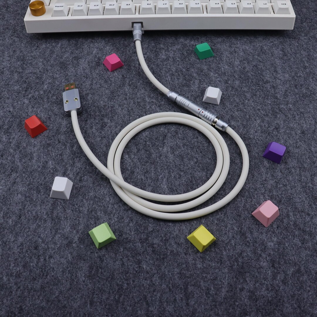 Straight USB Keyboard Cable Vintage White Silicone Cable CNC High ...