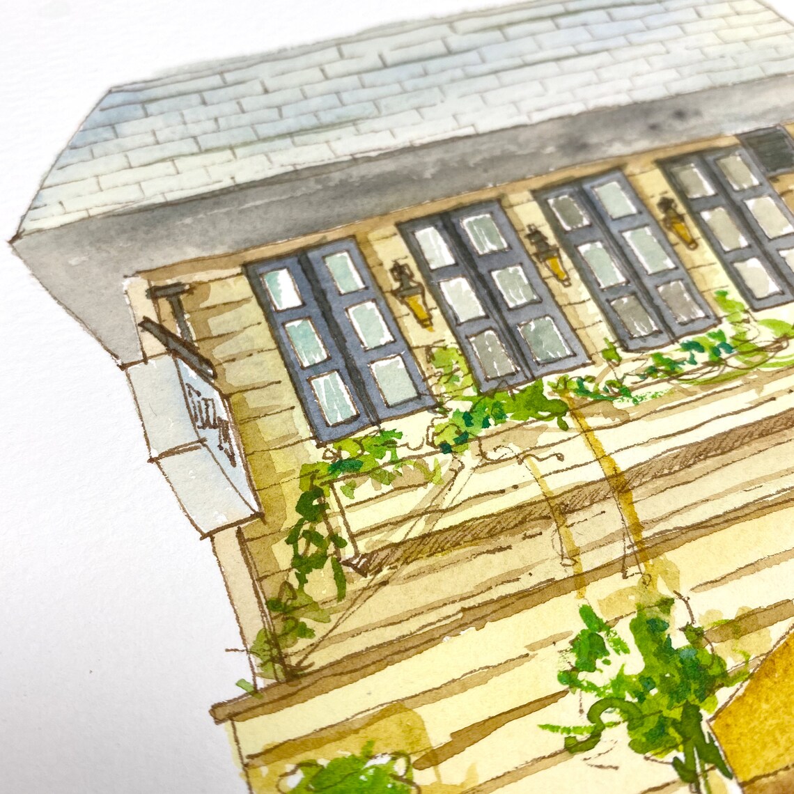 Japanese Storefront Watercolor Illustration - House Portrait From Photo ...
