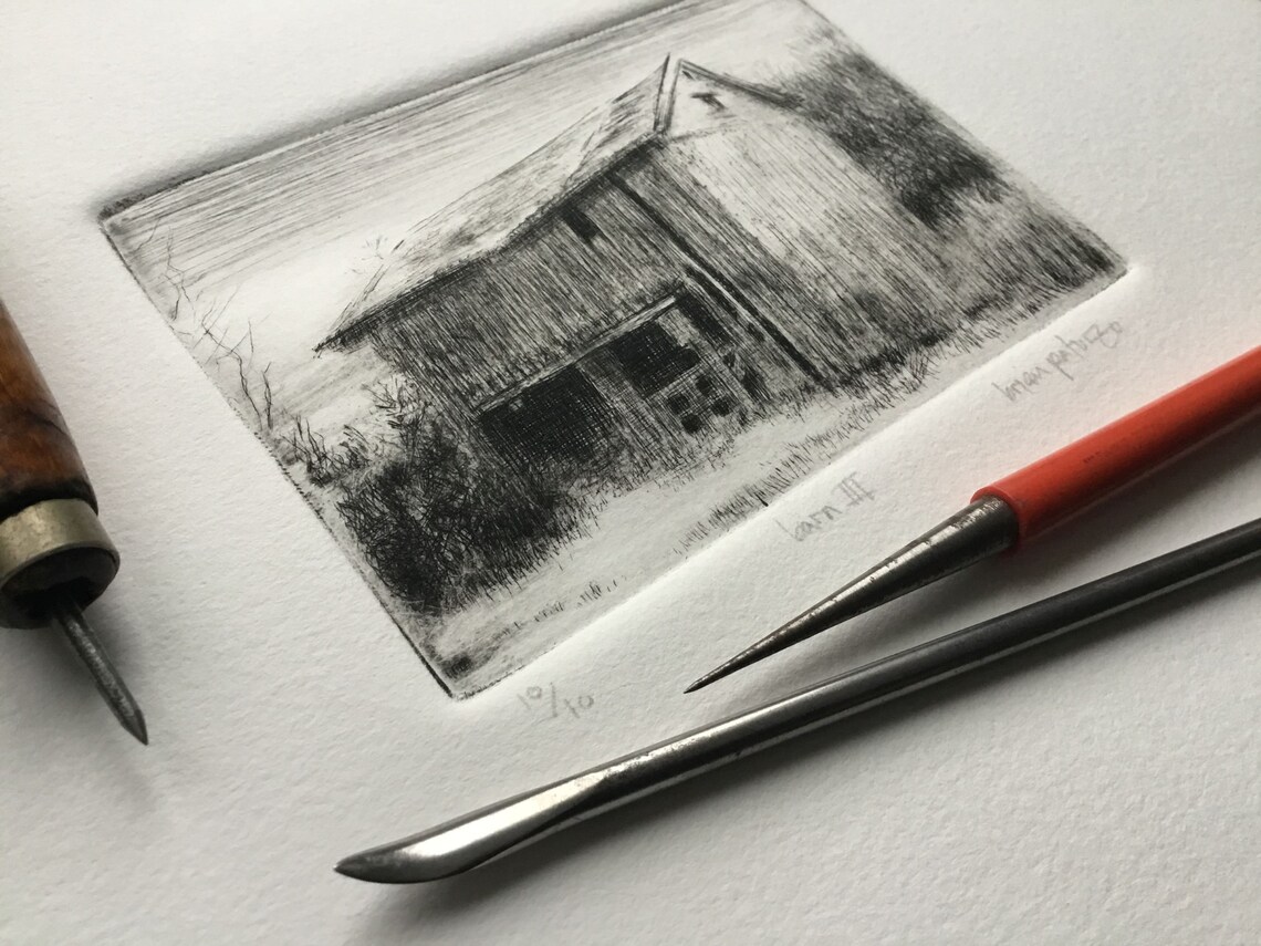 Barn III - 10/10 Editioned Intaglio Etching Drypoint Print Making - Etsy UK