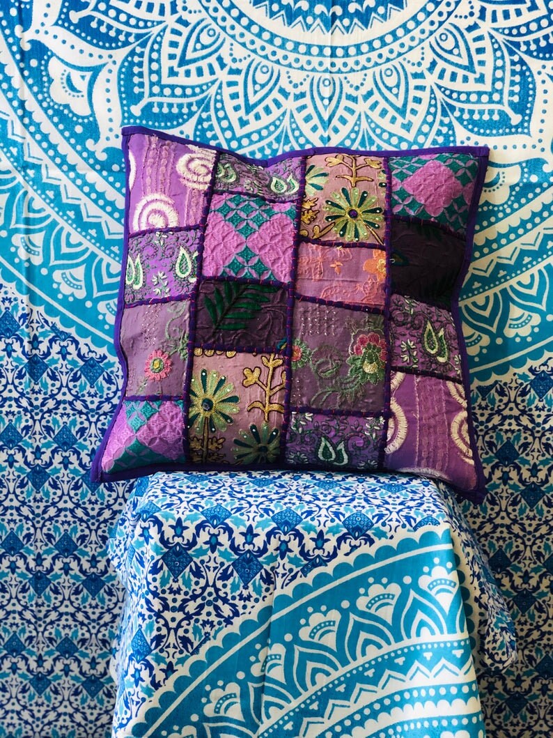 Indian Handmade Patchwork Cushion Covers 16x16 | Etsy