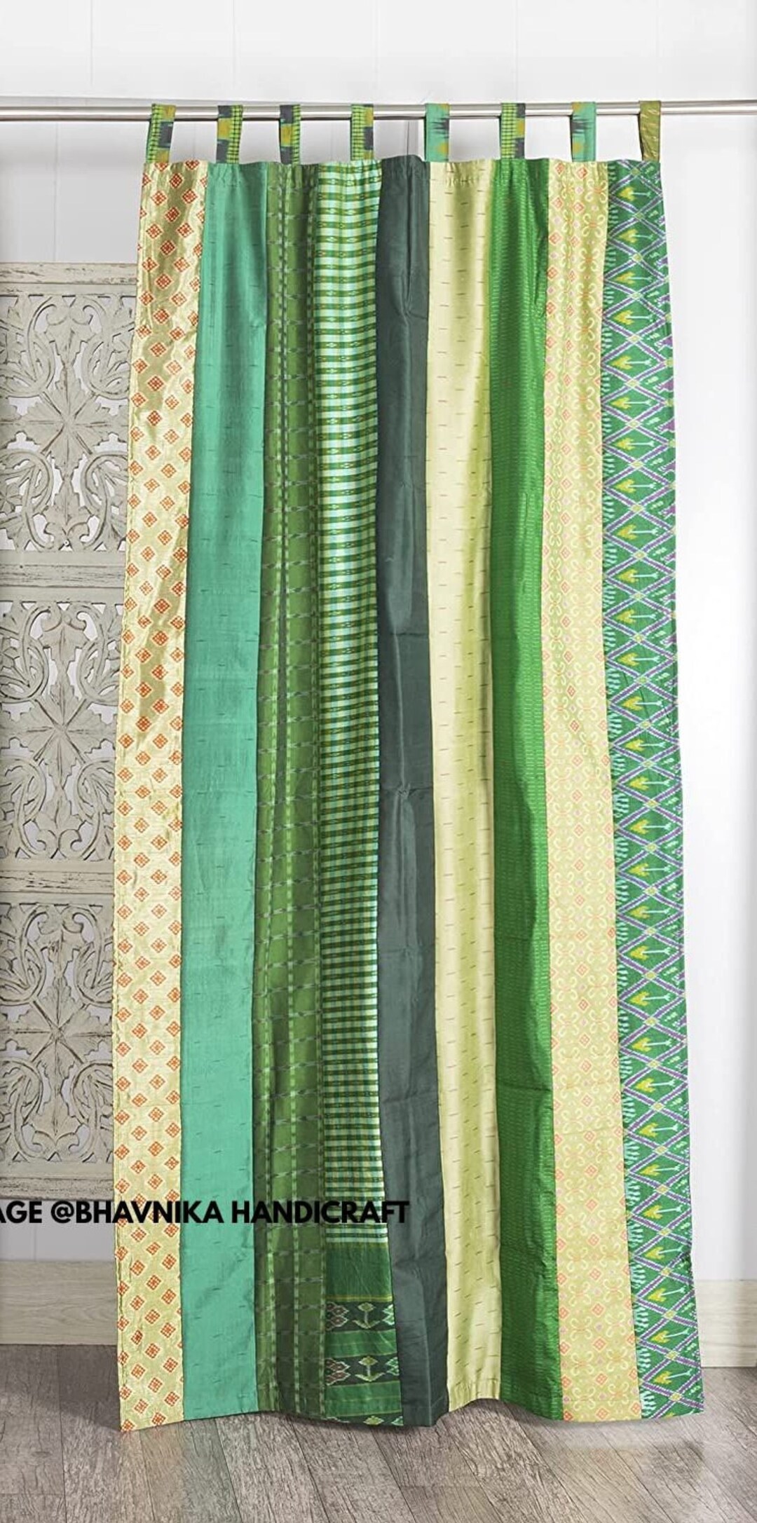 EXPRESS SERVICE of Indian Vintage Old Silk Sari Fabric Handmade Curtain ...