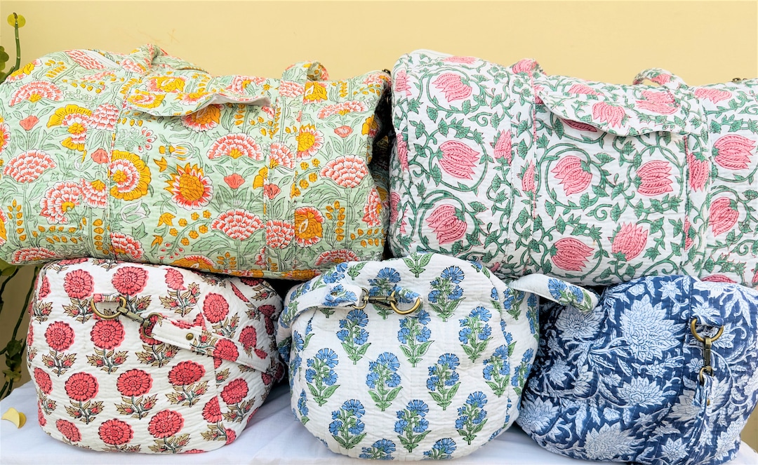 Wholesale Lot Weekender Travel Bag, Handmade Quilted Fabric Duffle Bag ...