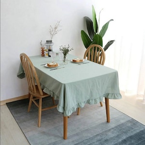 Dusty Blue Ruffle Tablecloth/wedding Table Decor/custom Dusty Blue ...