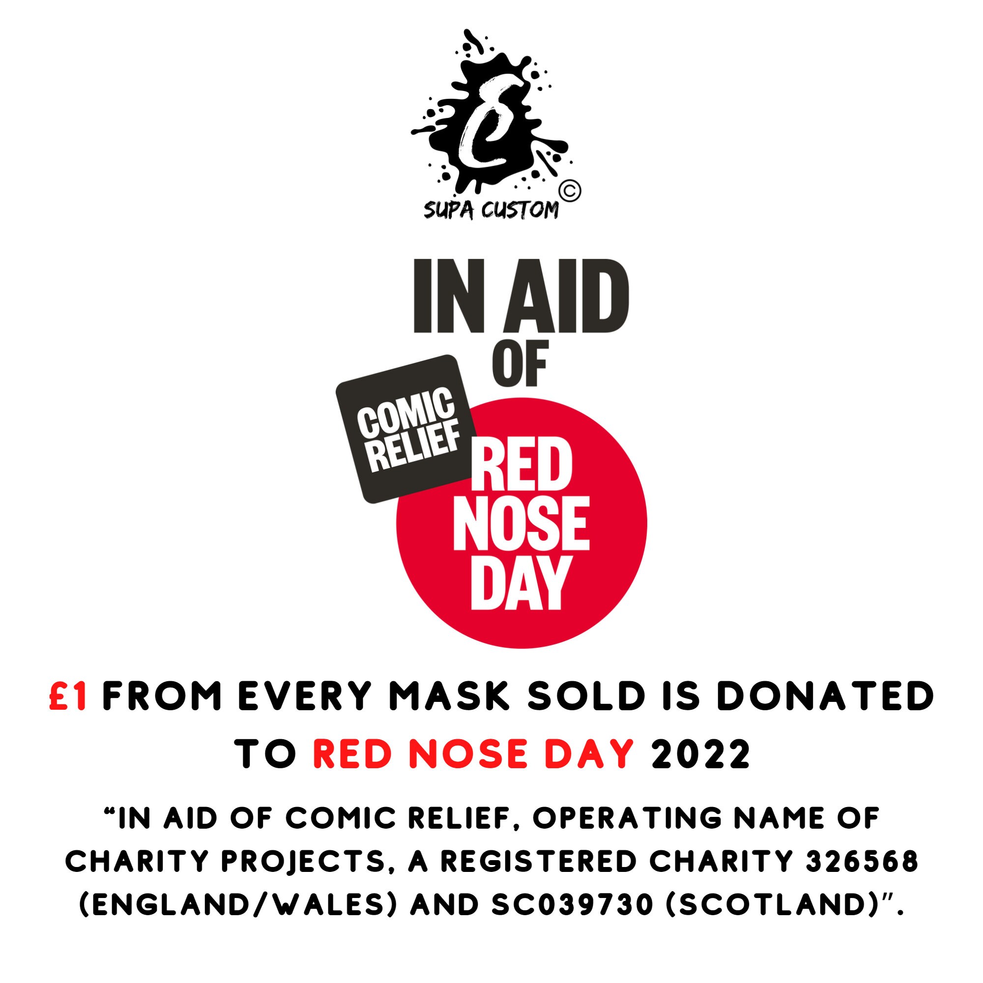 Red Nose Face Mask, Comic Relief Face Mask, Charity Face Mask ...