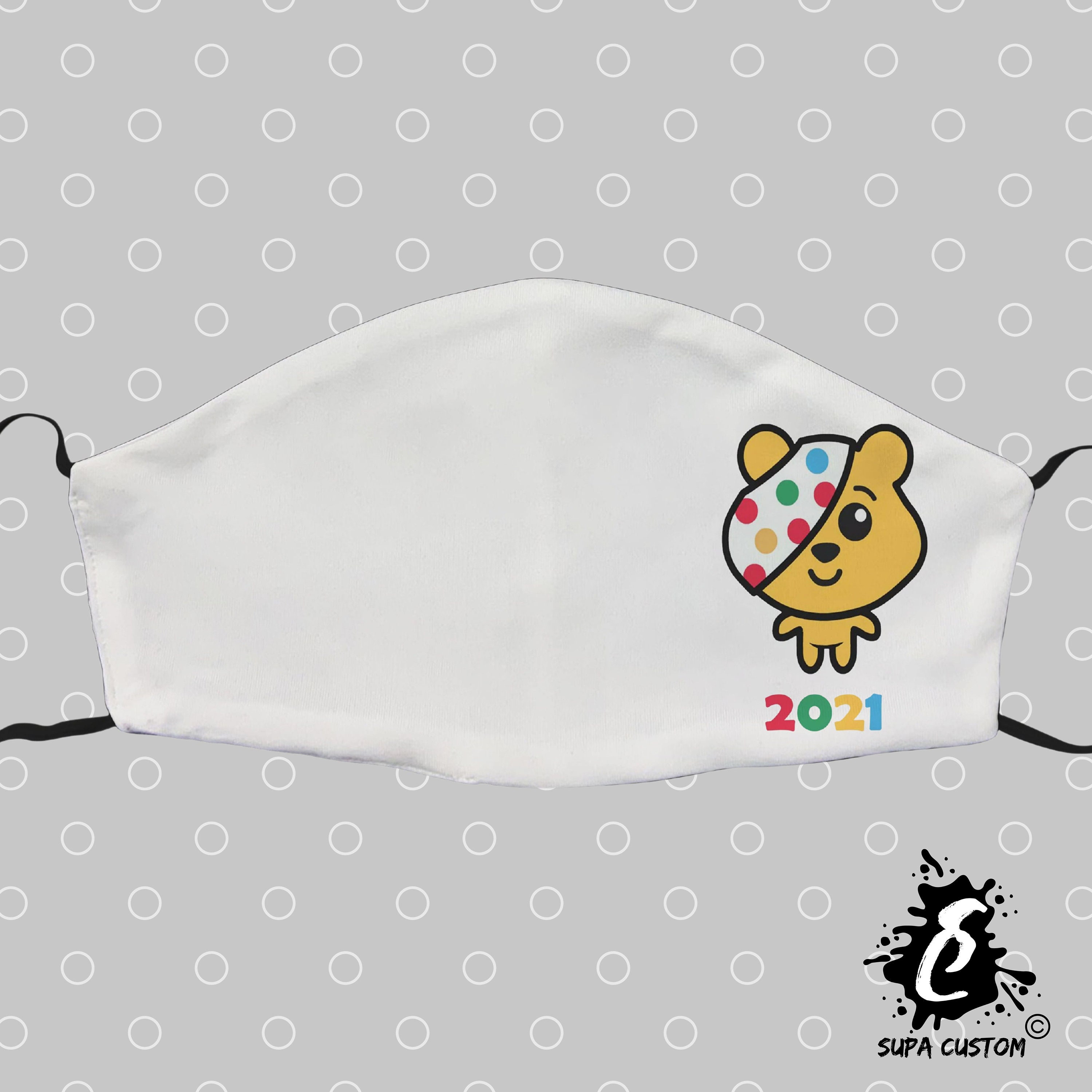 Pudsey 2021 Face Mask, Animated Pudsey Mask, Cotton, Funny Charity ...