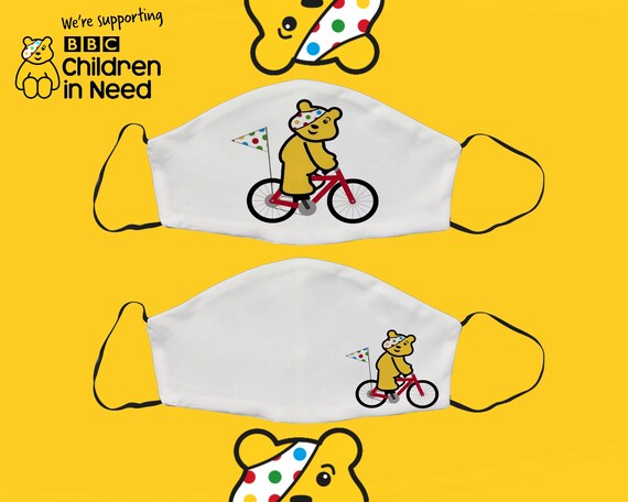 Pudsey Cycle Mask Children in Need Spotty Day Facemask | Etsy